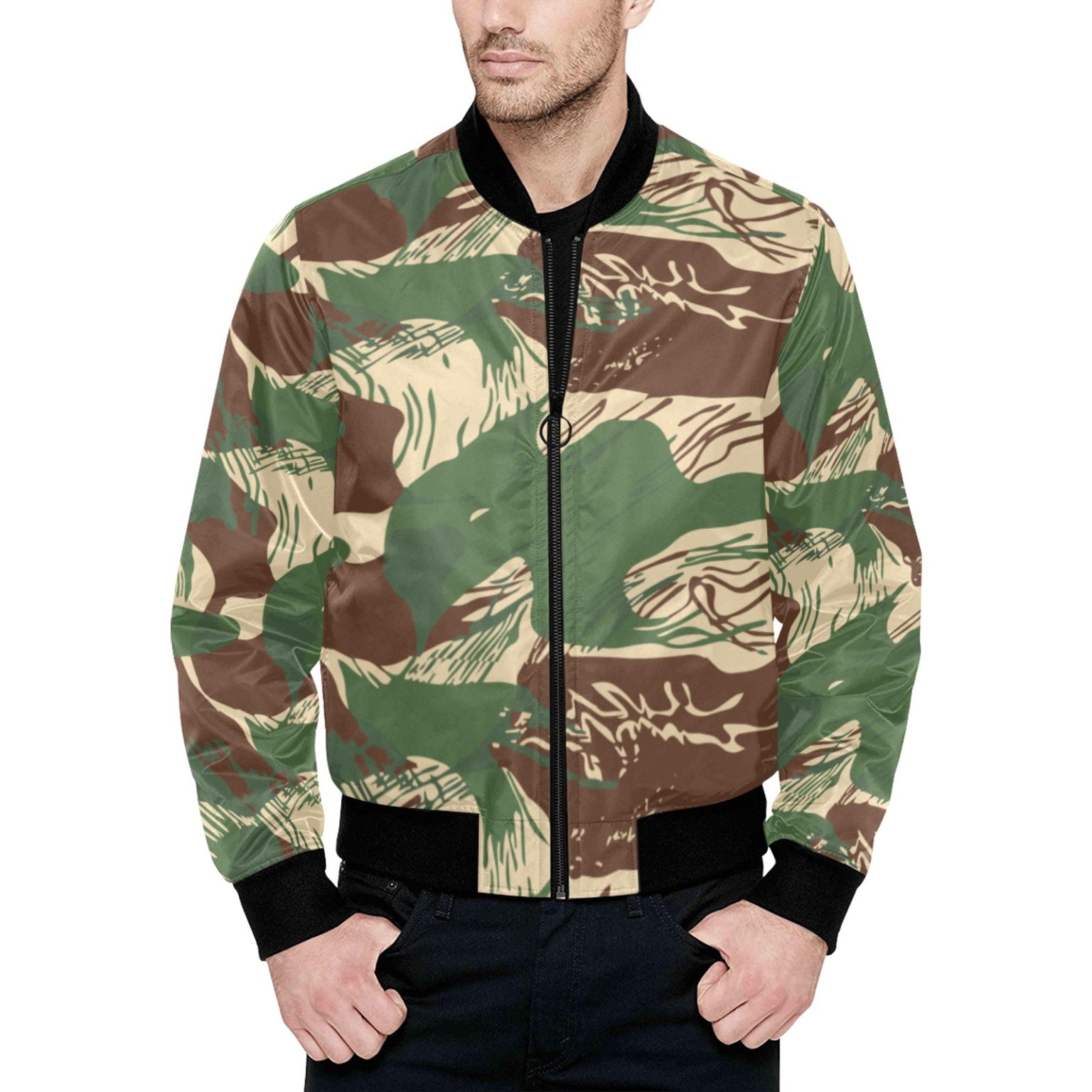 Rhodesian Brushstroke Camouflage v2 Quilted Bomber Jacket for Men ...